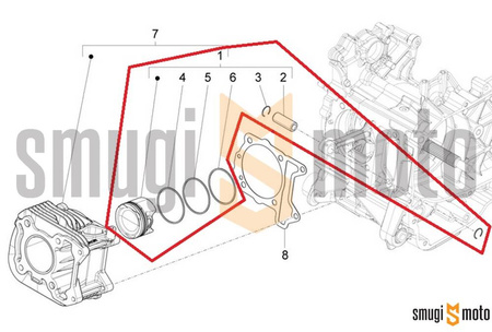 Tłok kompletny d.39mm, Piaggio Liberty 50cc IGET 4T 3V '15-20 / ZIP ...